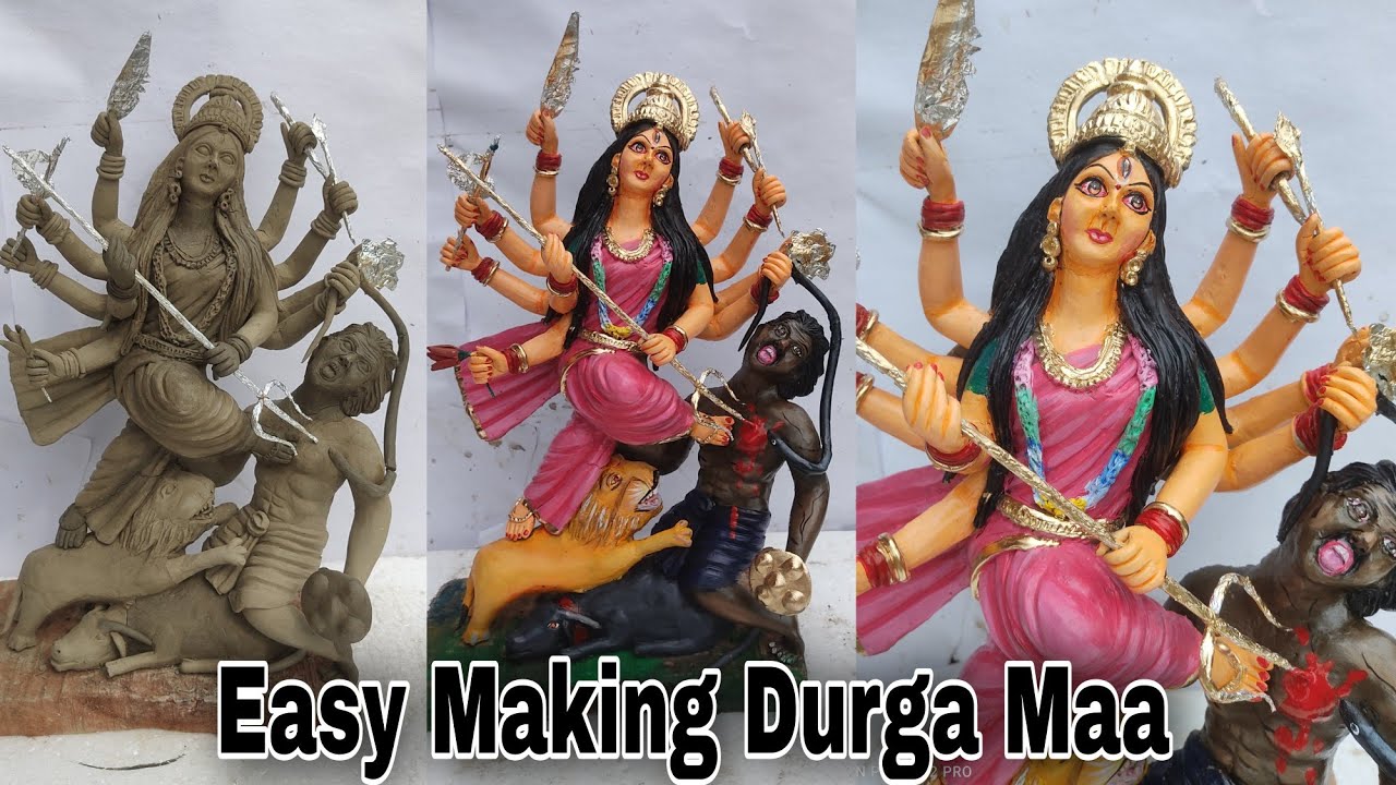 Durga maa making 2022: Small durga idol making | How to make durga mama ...