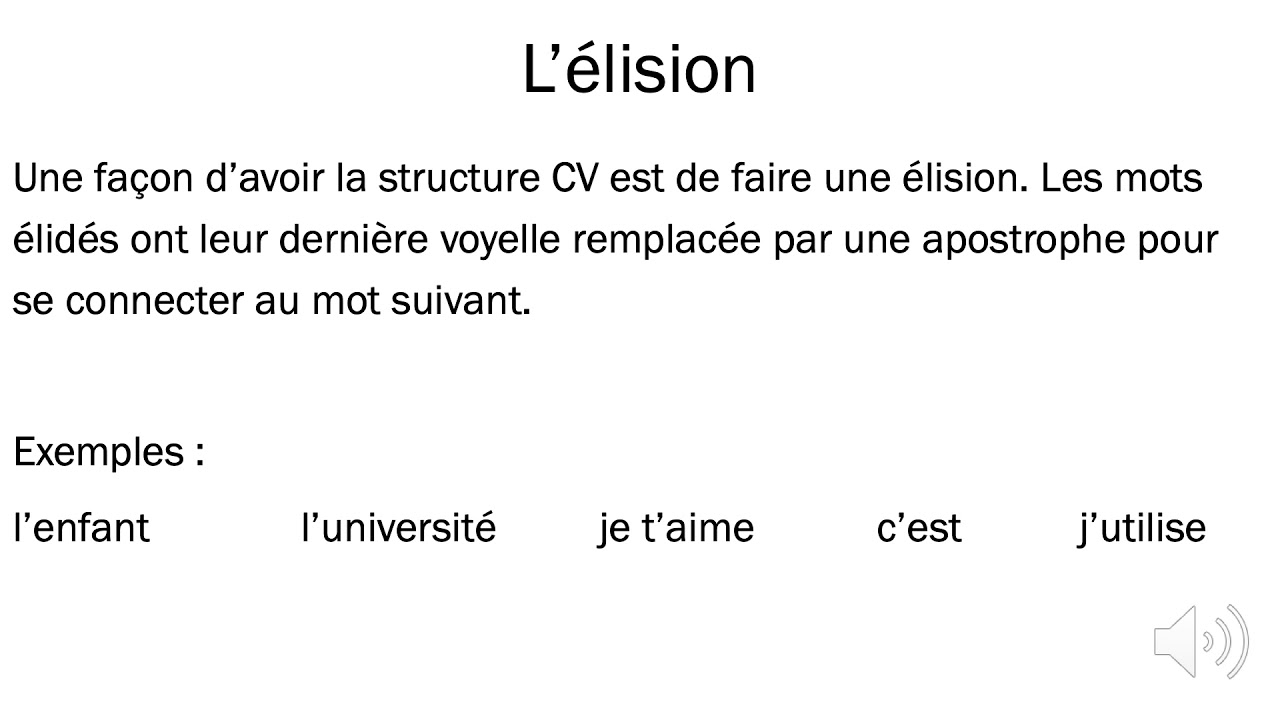 Prononciation: l'élision - YouTube