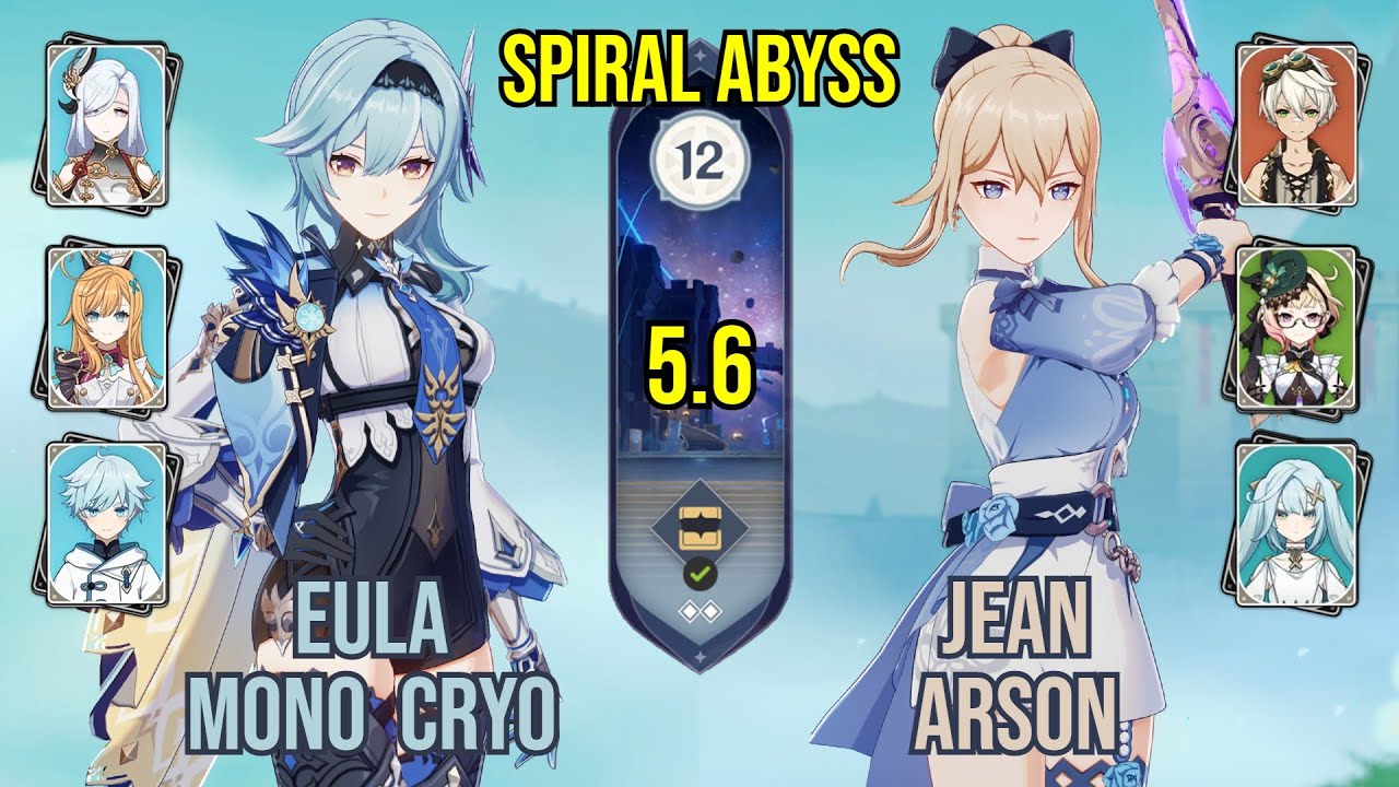 C0 Eula Mono Cryo + C6 Jean Arson | Spiral Abyss 5.6 | Genshin Impact - YouTube