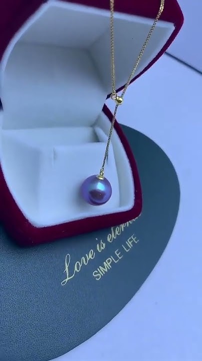 12 13mm Freshwater Edison Purple Pendant & S925 Silver Y Shaped Chain Pearl Jewelry - YouTube