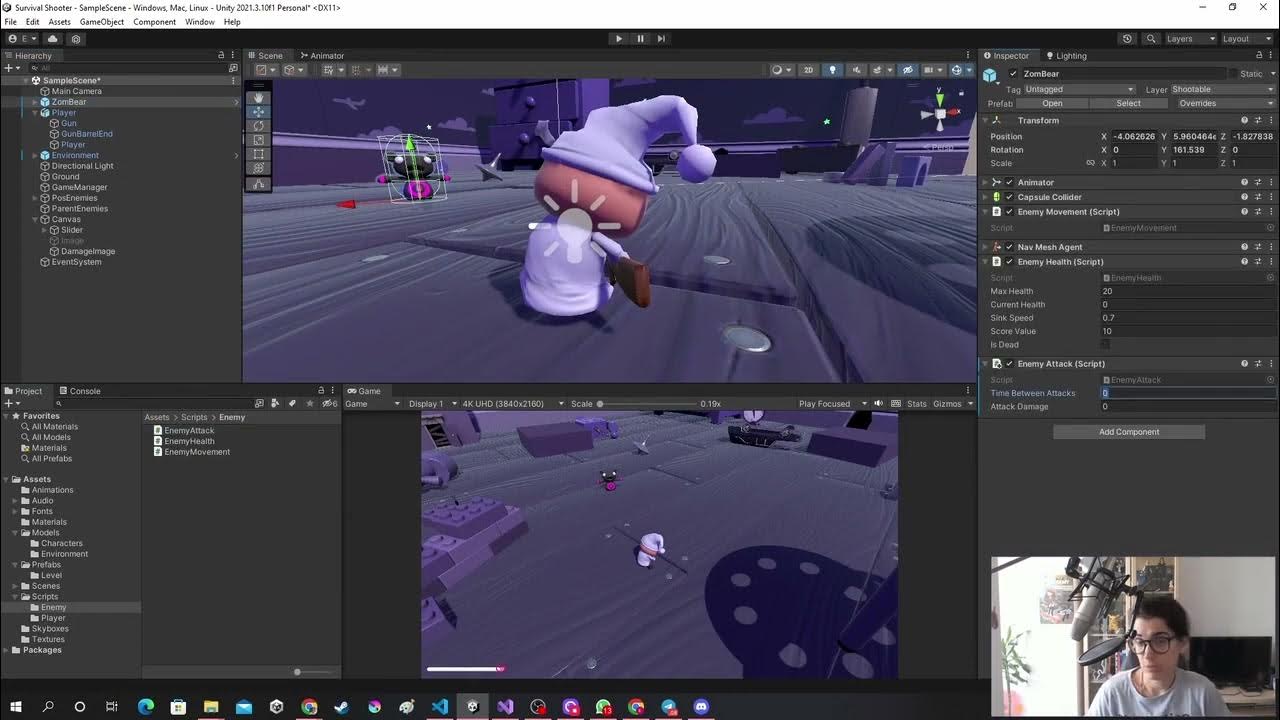 58 Survival shooter ataque enemigo - Curso Unity - OpenBootcamp - YouTube