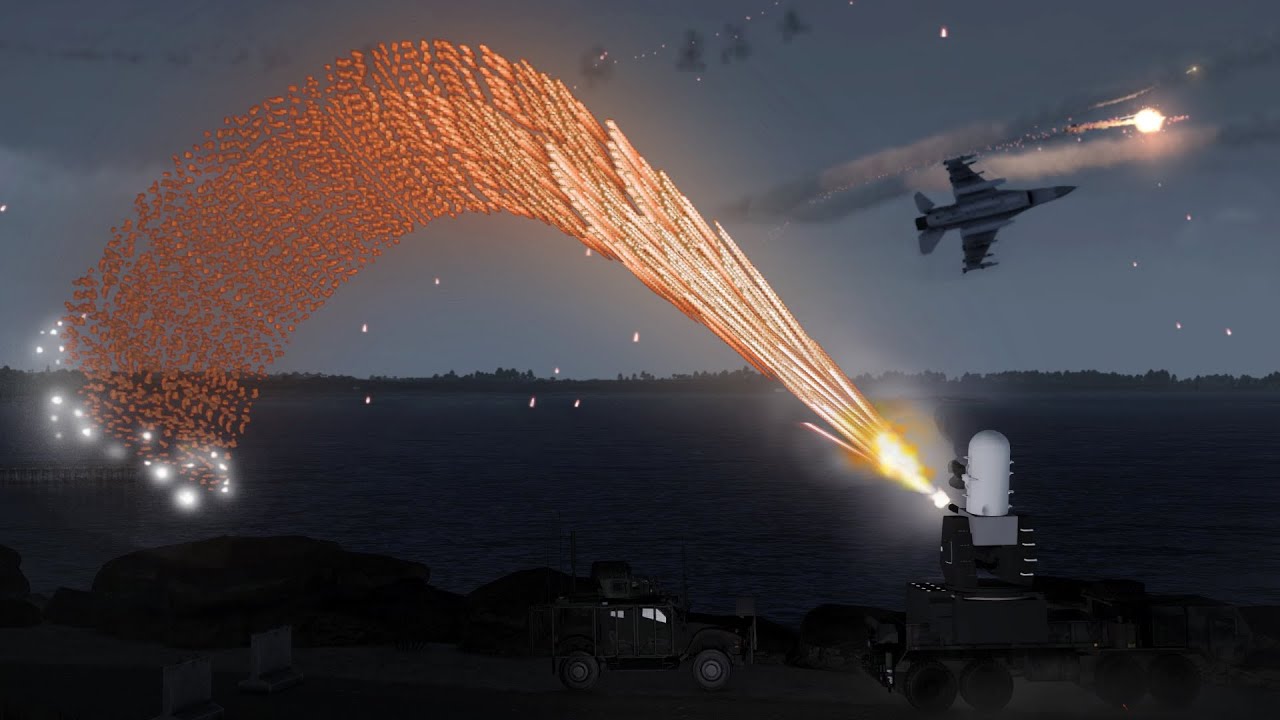 F-16 Fighter Jet DESTROYED by Air Defense System C-RAM - Phalanx CIWS ...