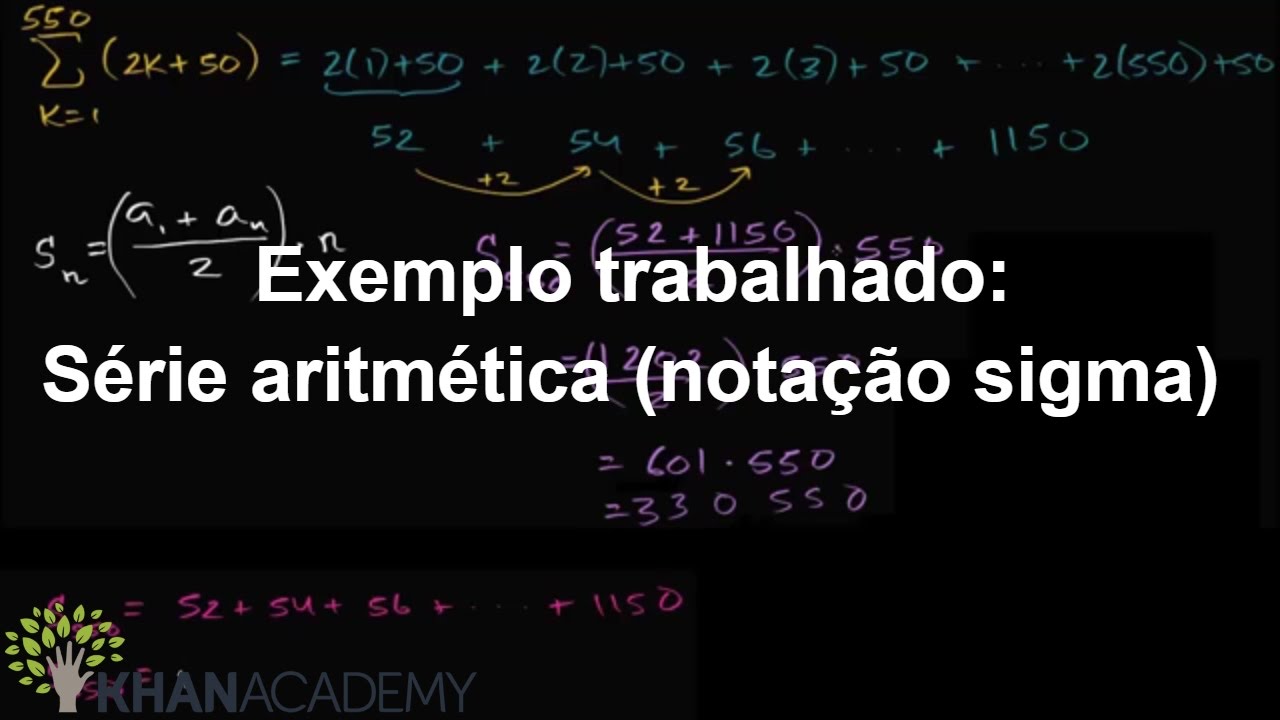 Exemplo trabalhado: Série aritmética (notação sigma) | Matemática ...