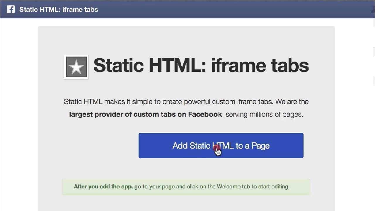 How to add Static HTML iframe tabs to your Facebook page - YouTube