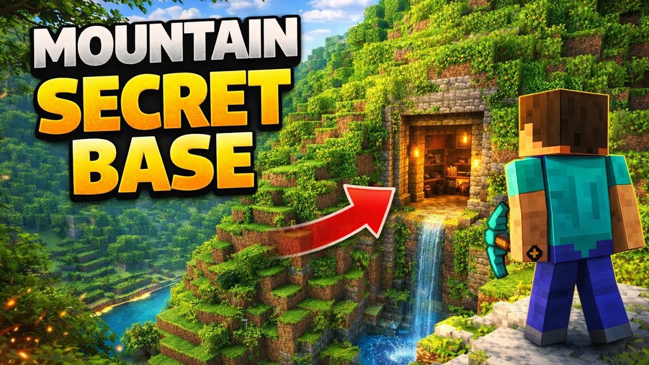Building a Secret Base Inside a Green Mountain 🌿🏔️ | Minecraft Part 1 ...