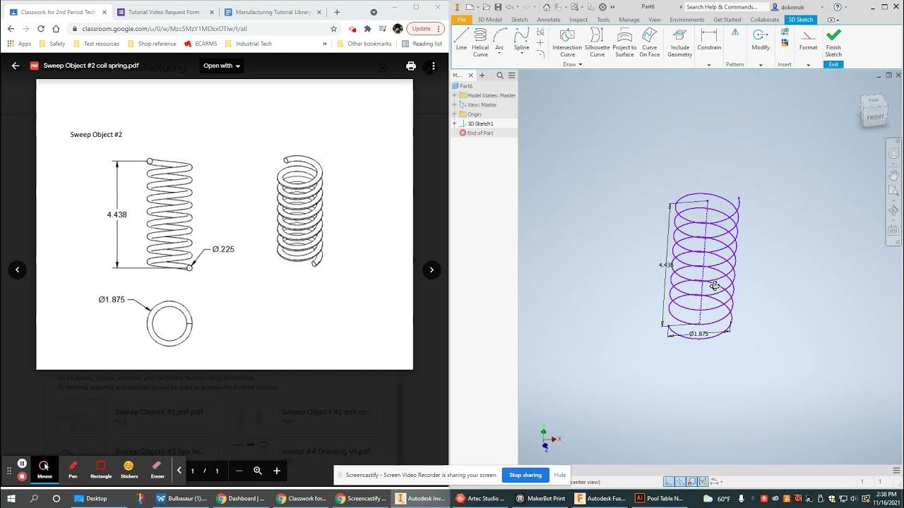 Create a coil using a 3D sketch helical curve and the sweep tool ...