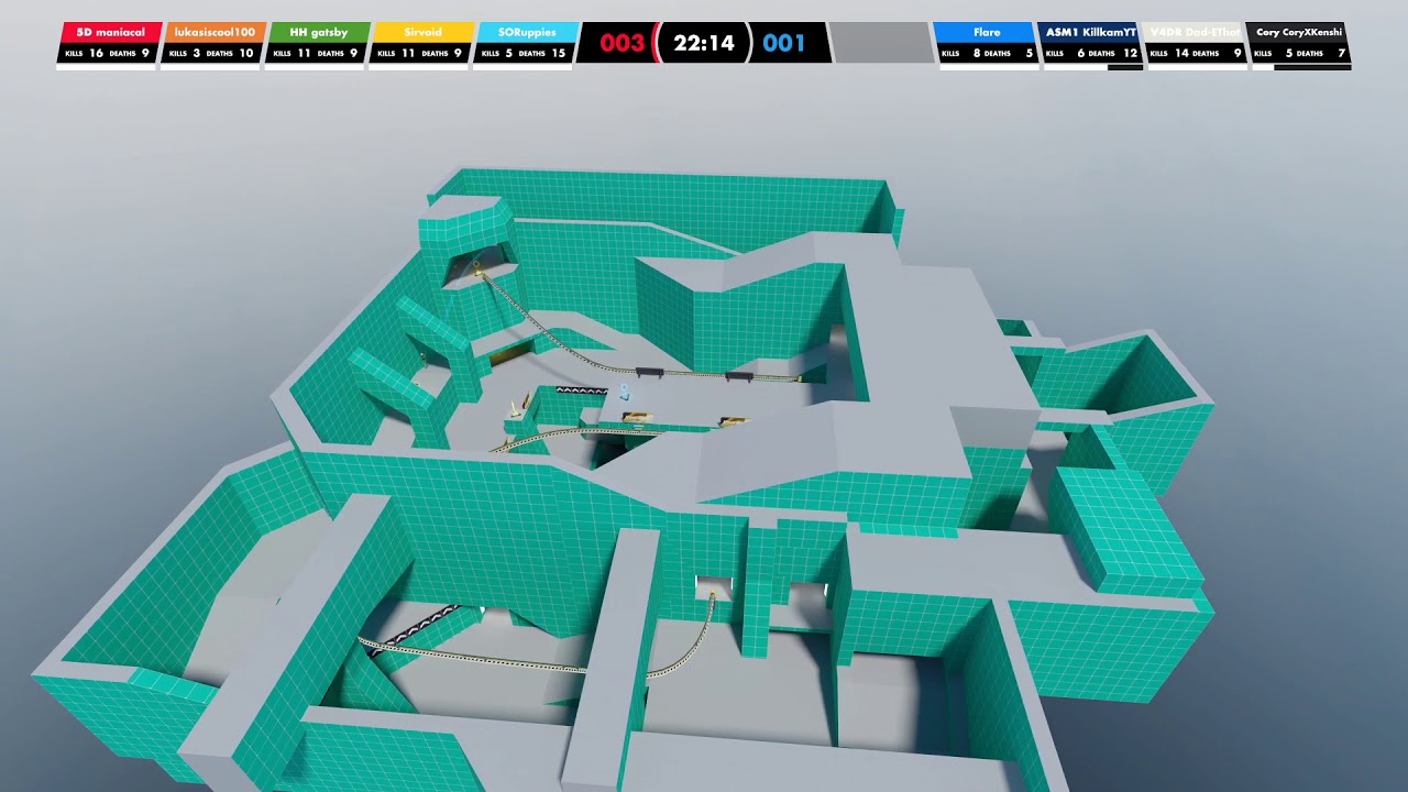 Hyper Dash Alpha 6 - New Teal Map for Deathmatch Mode - Drone View ...