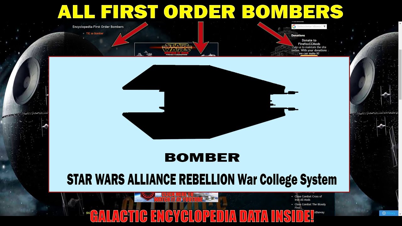 All BOMBERS of the First Order - Star Wars - Units Data included! - YouTube