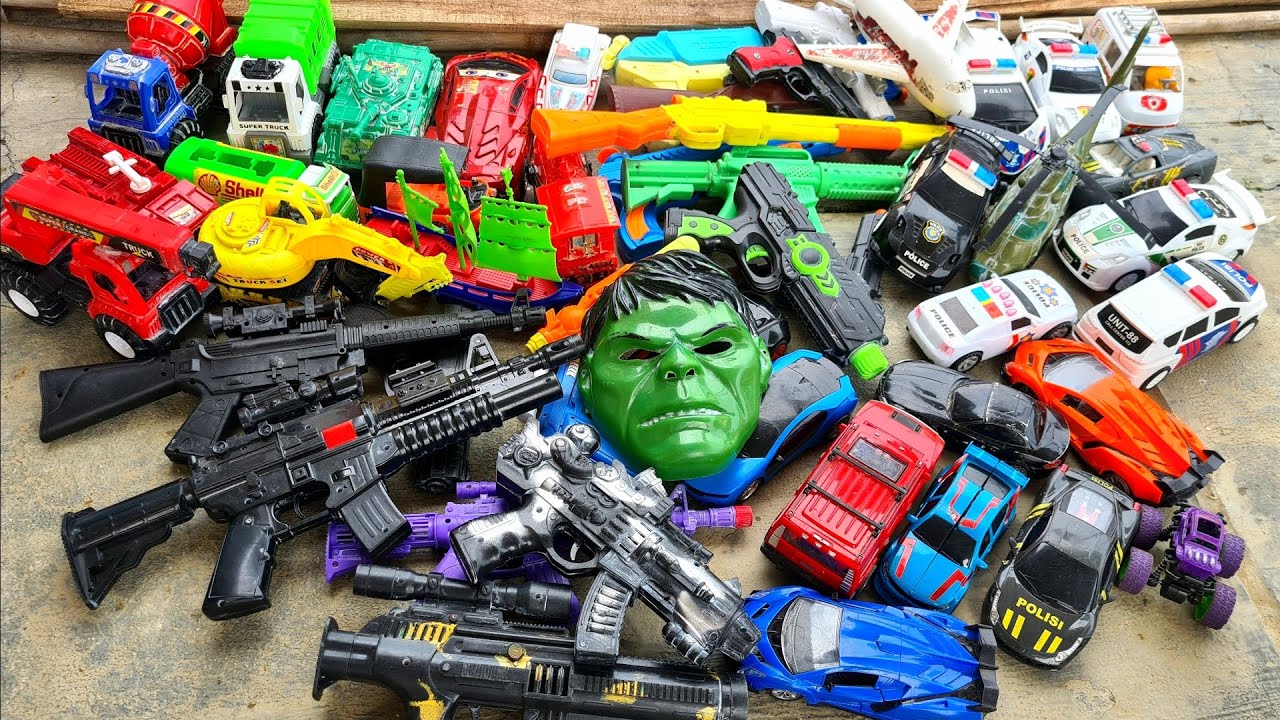 GUN TOYS and CAR TOYS, AK47, M16, SHOTGUN, SOFT BULLET, GLOCK PISTOL ...
