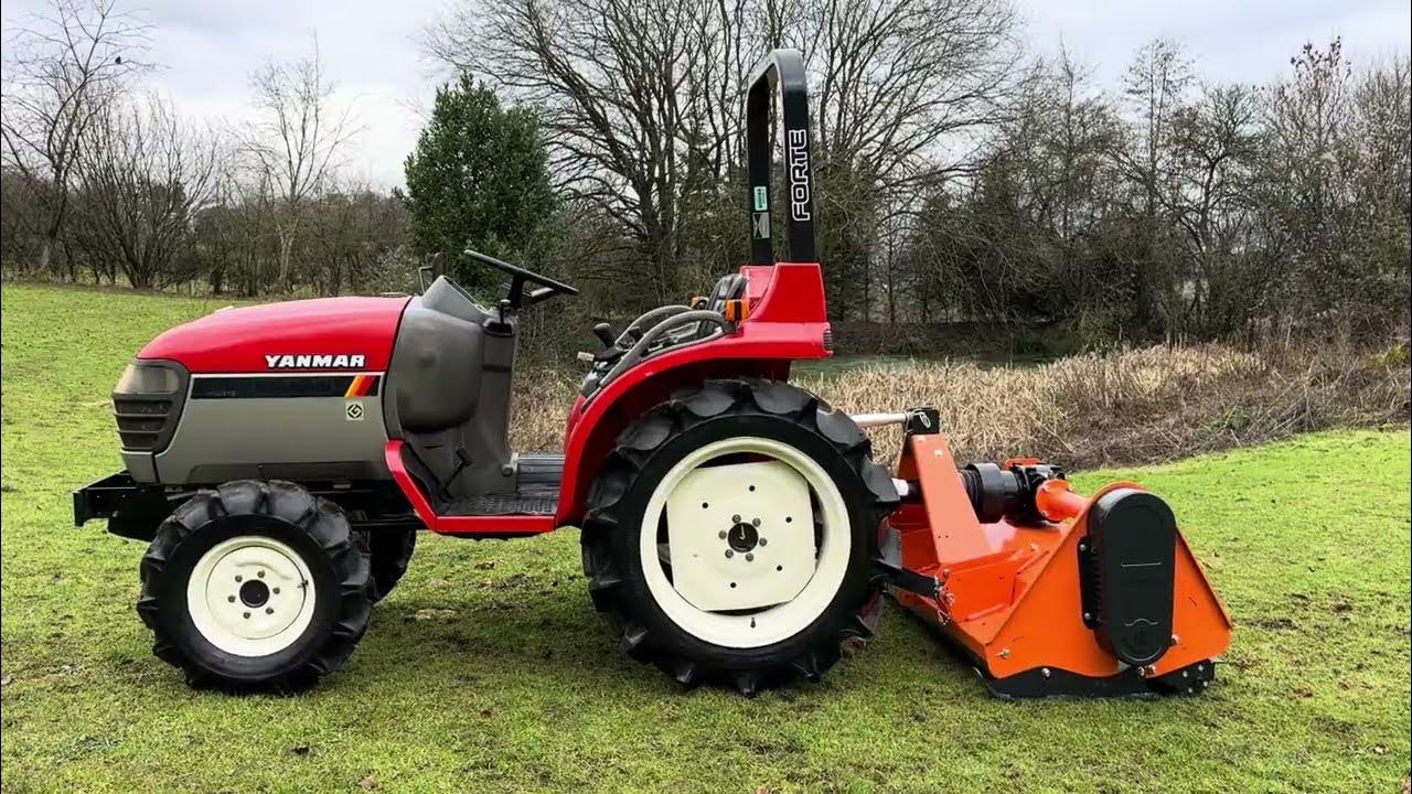 YANMAR AF18 4WD Compact Tractor & New 4ft Flail Mower - YouTube