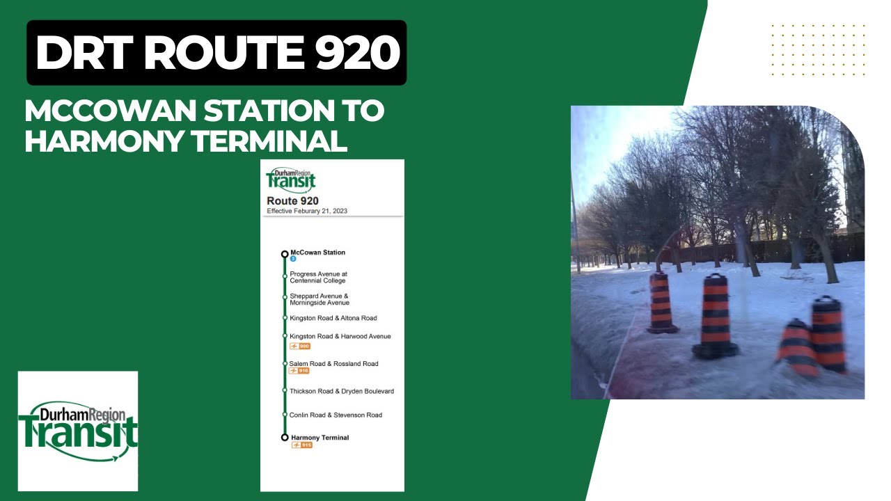 Durham Region Transit Route 920 - McCowan Station To Harmony Terminal ...