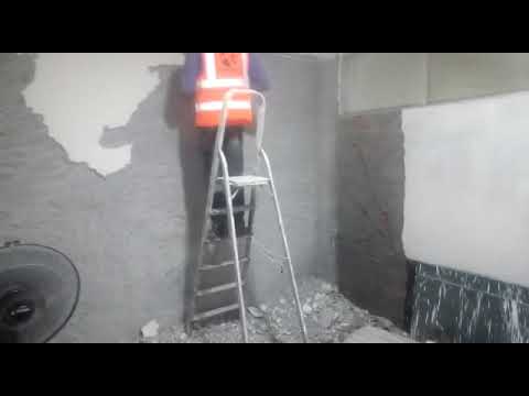 Plaster removing before waterproofing - YouTube