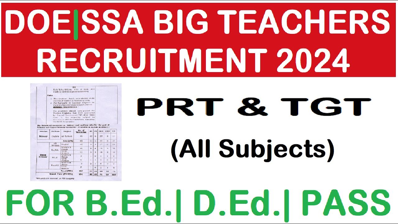 DOE || SSA NEW PRIMARY & TGT TEACHERS RECRUITMENT 2024 || FOR TET, CTET ...