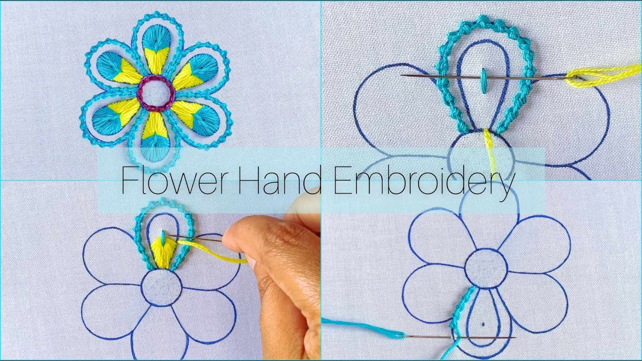 Cute hand embroidery easy flower design,modern flower Hand embroidery ...