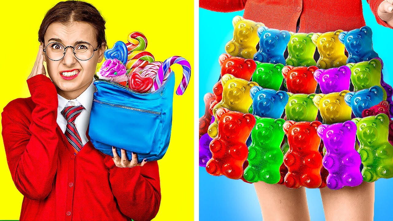 SNEAKING FOOD INTO SCHOOL || How to Sneak Candy and Snacks In Class By ...