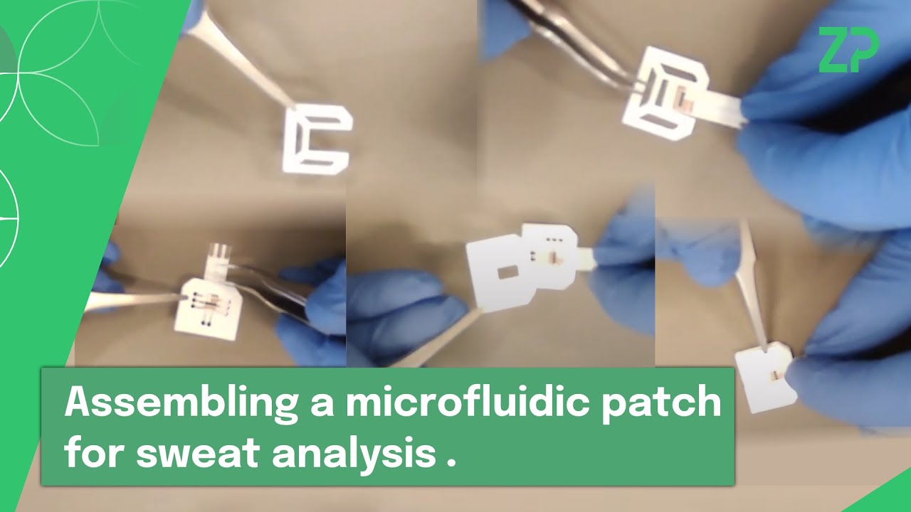 Assembling a microfluidic patch for sweat analysis - YouTube