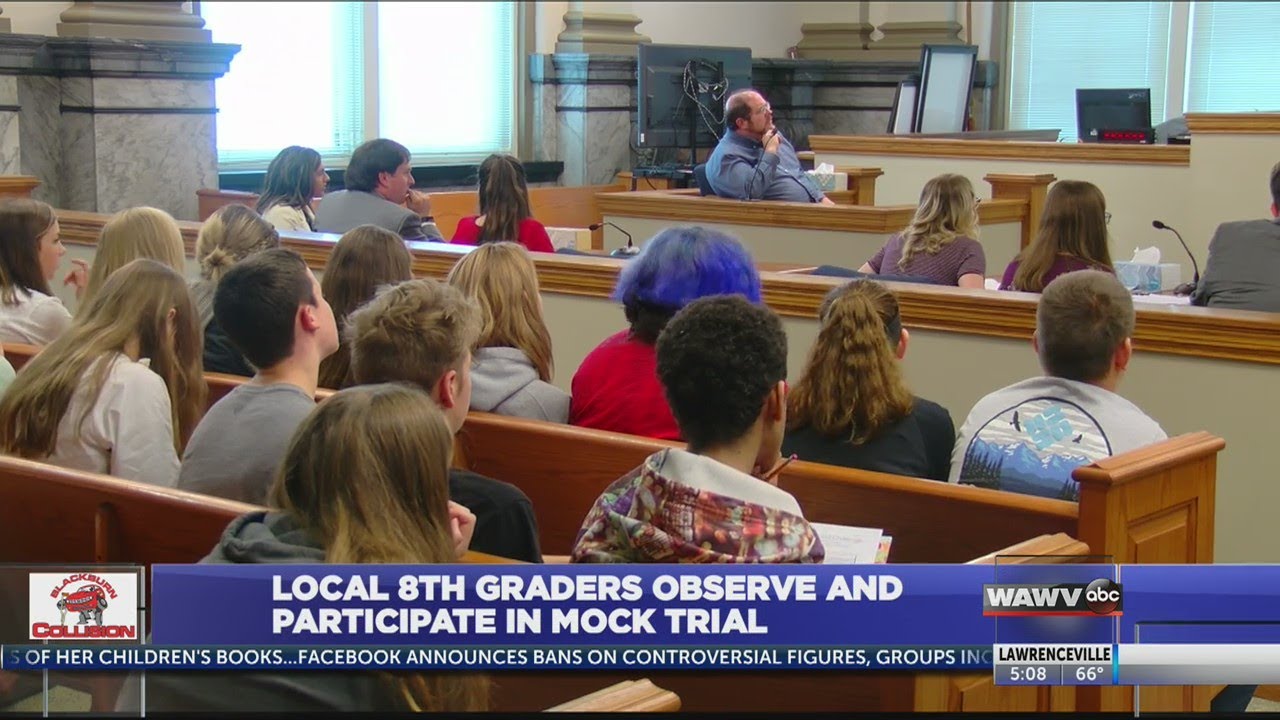 Local middle school students take part in mock trial - YouTube