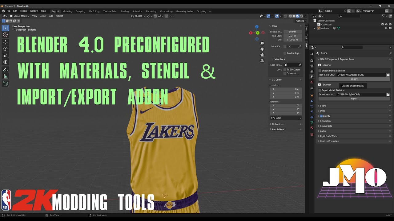 [NBA2K Modding Tools] Showcasing Blender 4.0.2 Pre-Configured with ...