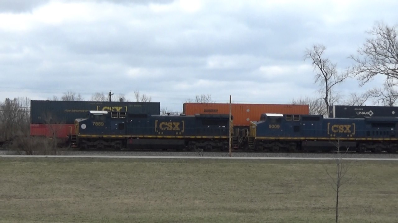 3/19/17 CSX intermodal heads south past CSX 7889! - YouTube