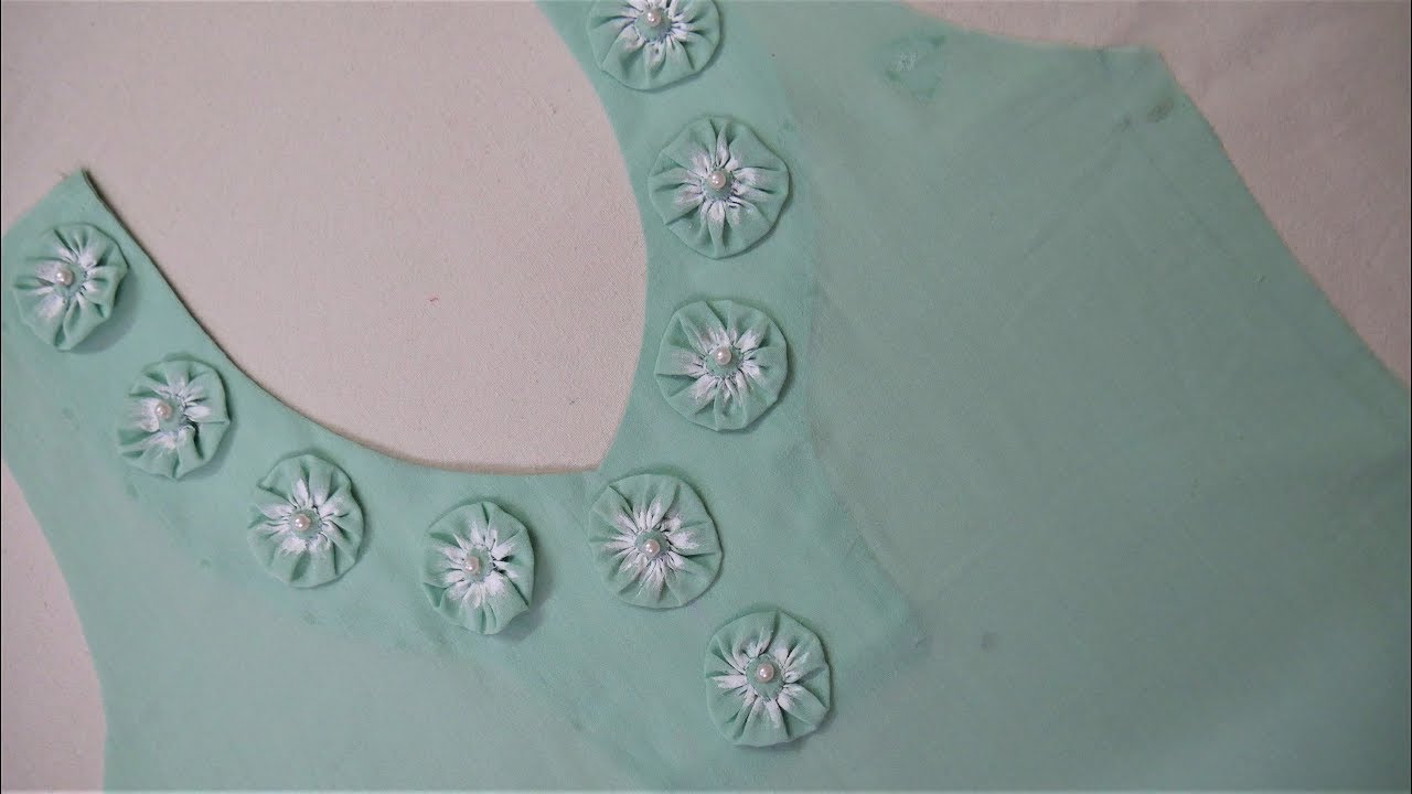Beautiful Neck Design With Fabric Flower For Kurti/Gown/Suit Cutting ...
