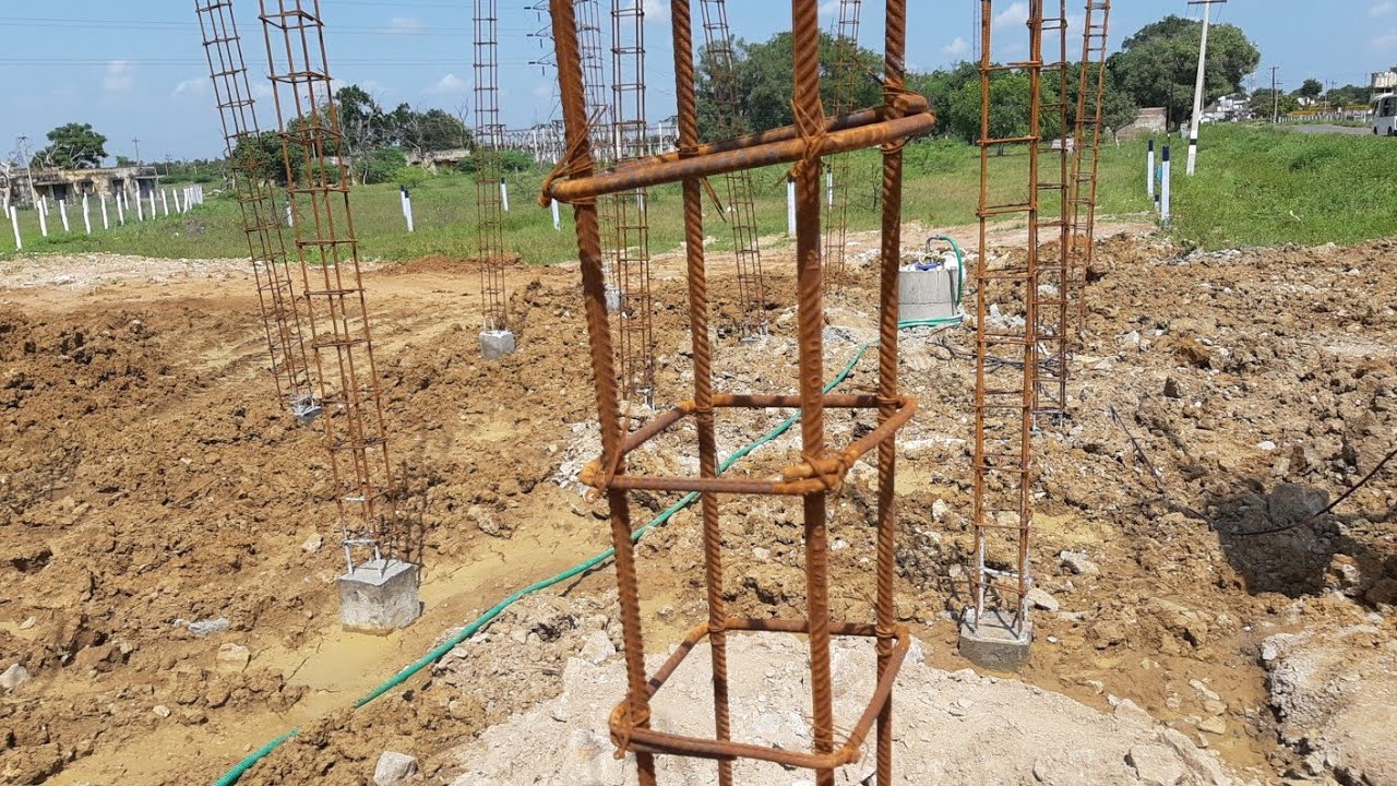 Building column after sand fillup section-using by sand and cement ...