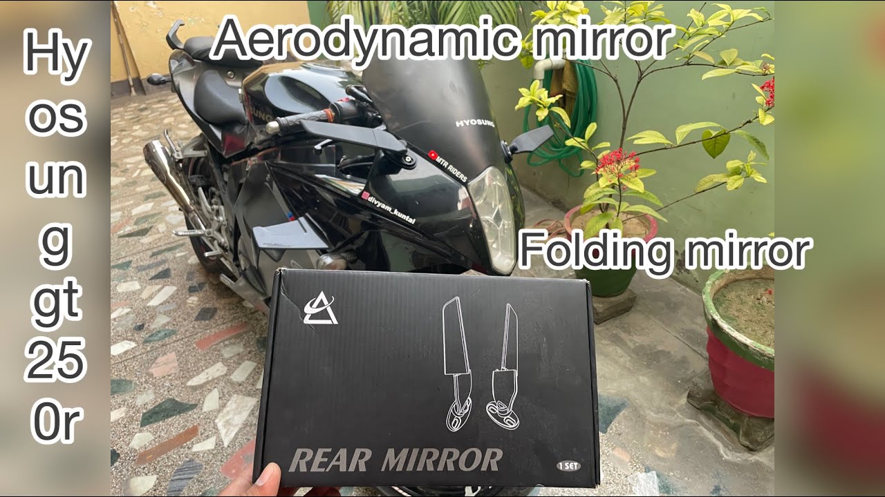 Aerodynamic mirror in hyosung gt250r | h2r wing mirror | folding mirror ...