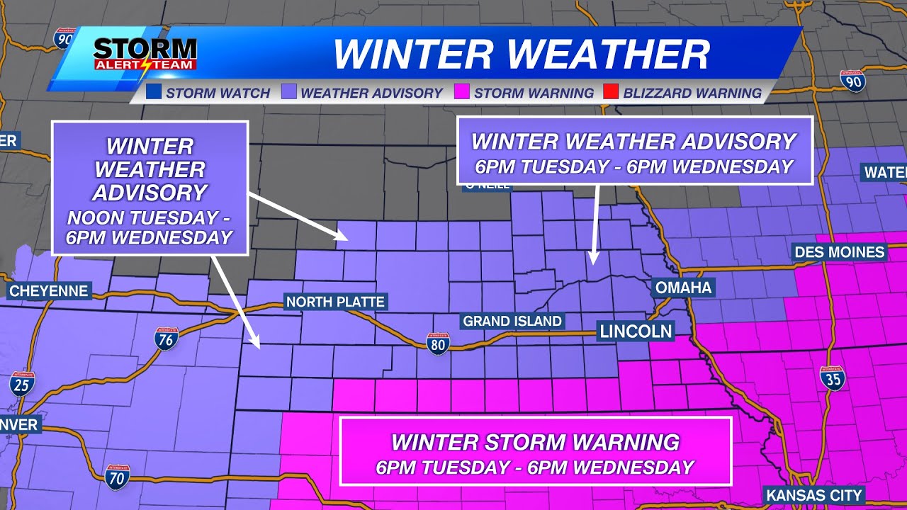 Snow spreads east in Nebraska late Tuesday, lasting through Wednesday ...