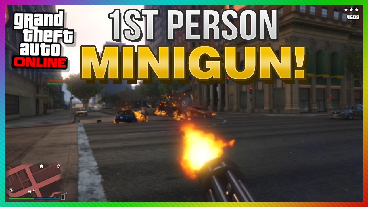 GTA 5 First Person Mini Gun Destruction! (GTA 5 Next Gen 1st Person ...