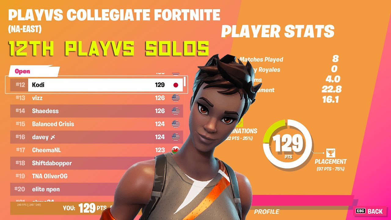 How I Placed 12th In College PlayVS Solos | Fortnite Battle Royale ...