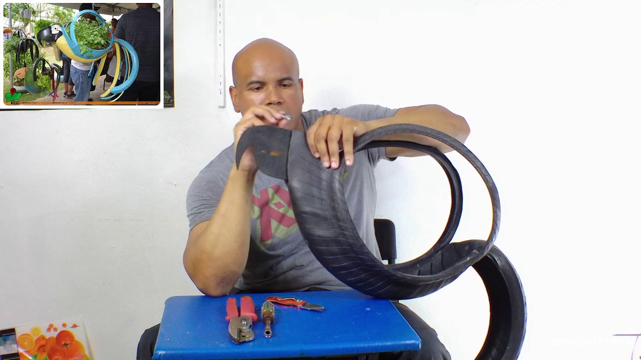 making flower pot from tires red/blue macaw part 3 2019 - YouTube