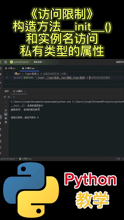 《访问限制》构造方法init和实例名访问 私有类型的属性 Python Python教学 Python编程 Python