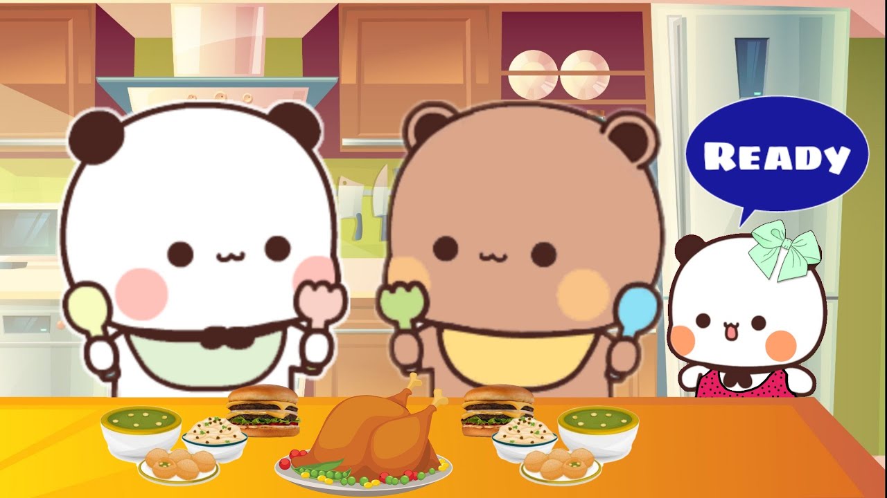 Peach Goma Food Competition 😂| bubu dudu | panda bear | Funny eating ...