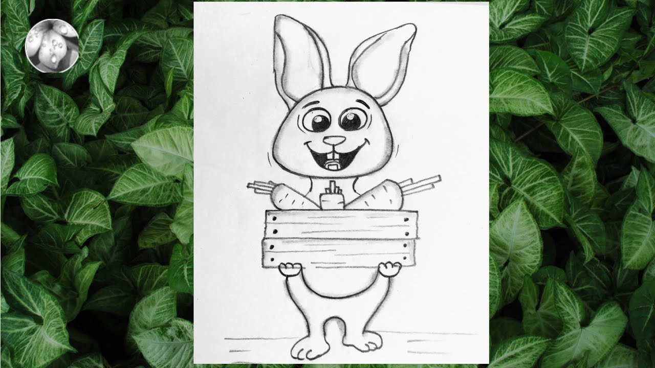 How to draw cute rabbit with carrot 🥕 || Easy cute rabbit drawing step ...