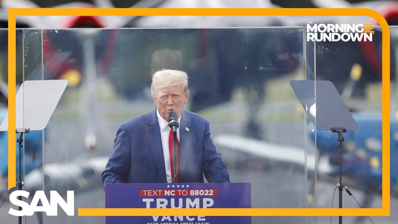 Trump appears behind bulletproof glass for outdoor rally in North ...