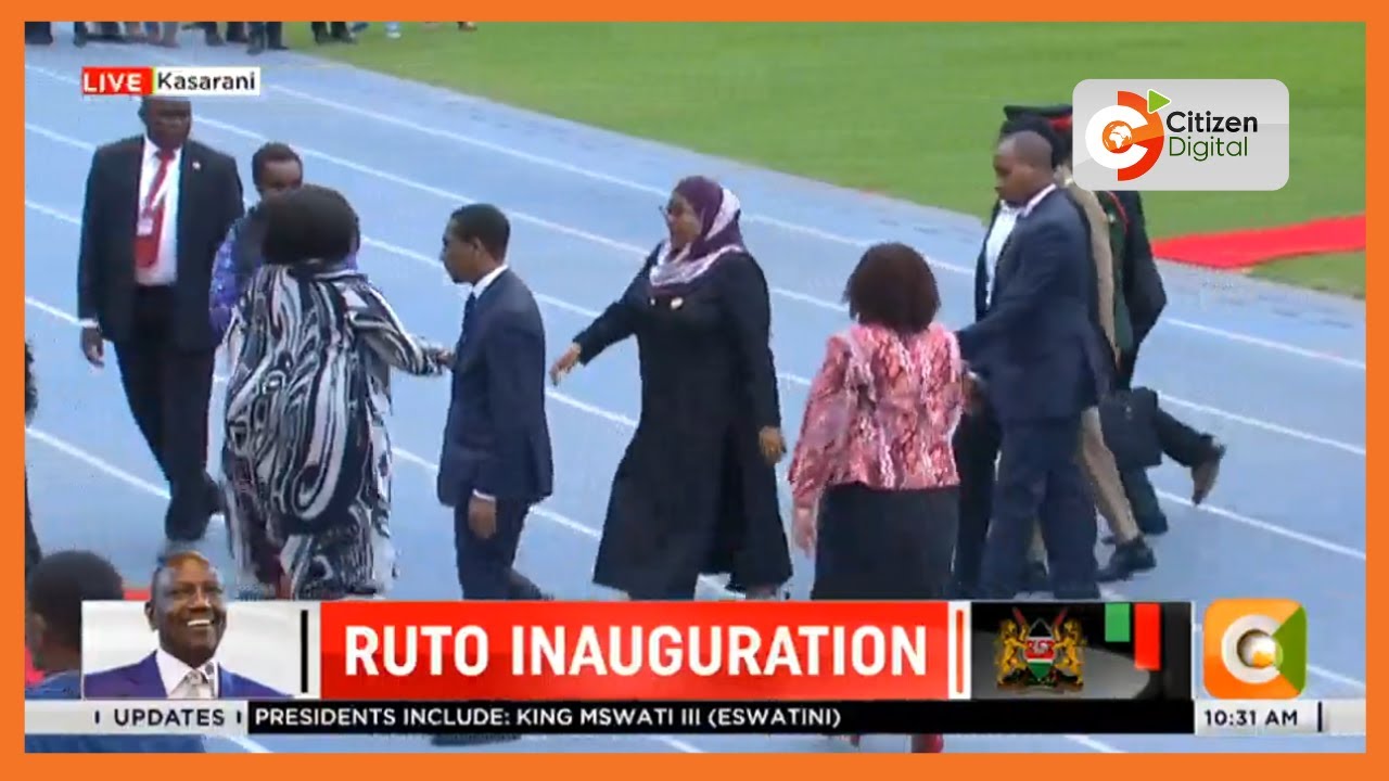 President of Tanzania Samia Suluhu arrives at Kasarani Stadium for the ...