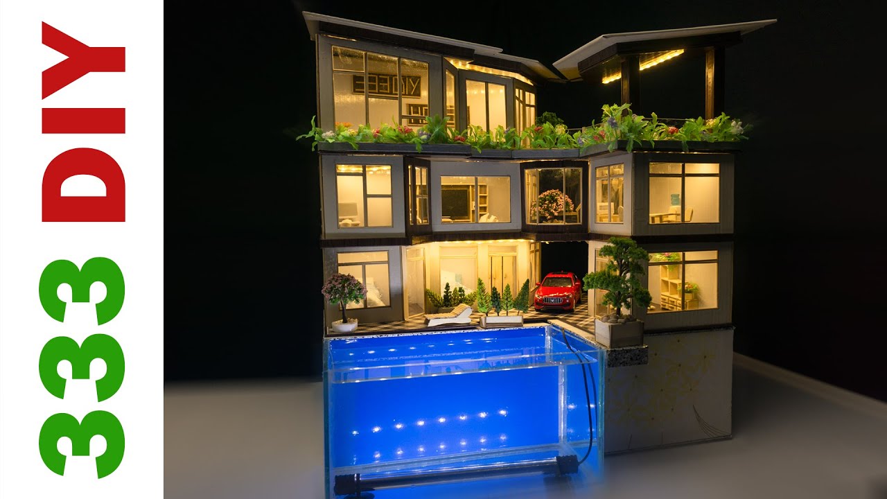 DIY Miniature Mini House Modern Villa Home From Cardboard - YouTube