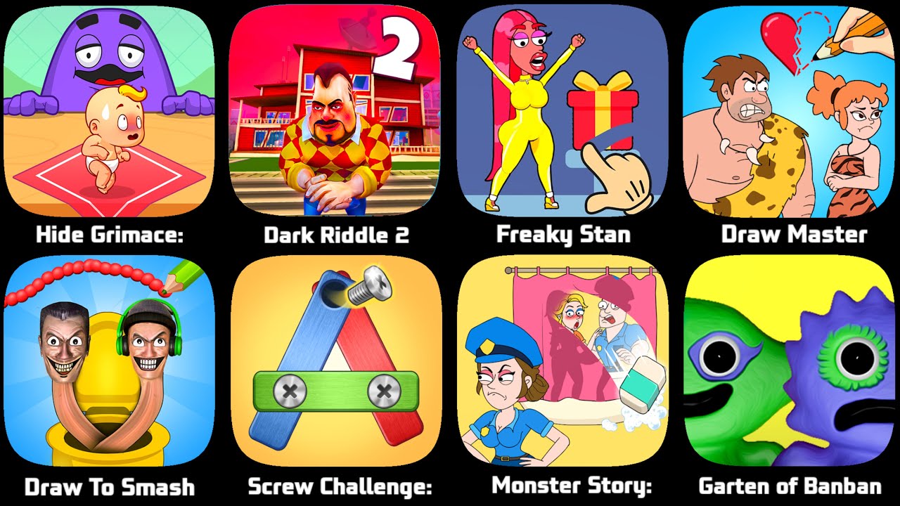 Dark Riddle 2,Draw To Smash,Screw Challenge,Freaky Stan,Hide Grimace ...