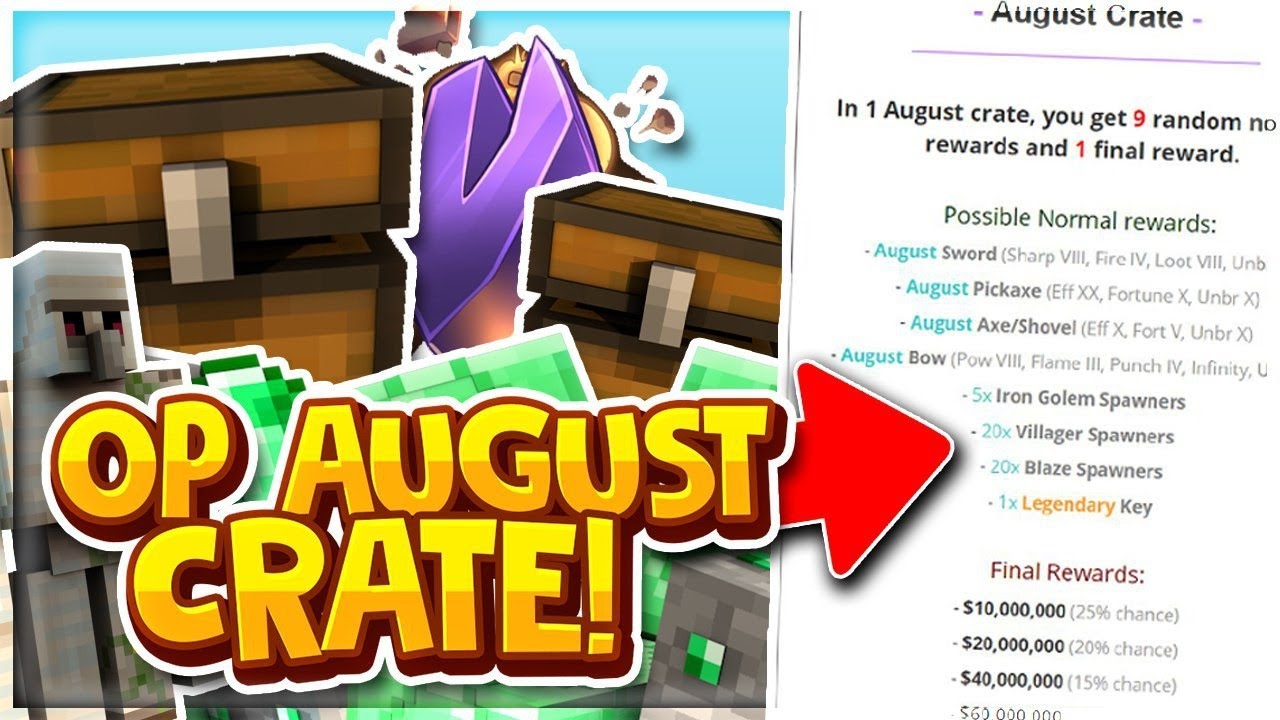 *NEW* AUGUST MONTHLY CRATE OPENING| Minecraft Skyblock | VanityMC | [4 ...