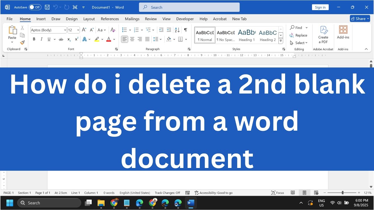 How do i delete a 2nd blank page from a word document - YouTube