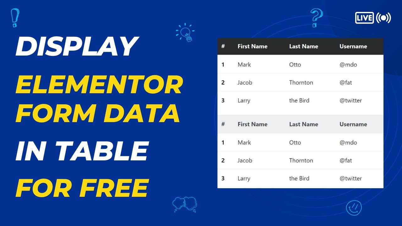 How To Display Elementor Form Data In A Table Wordpress Elementor 6126
