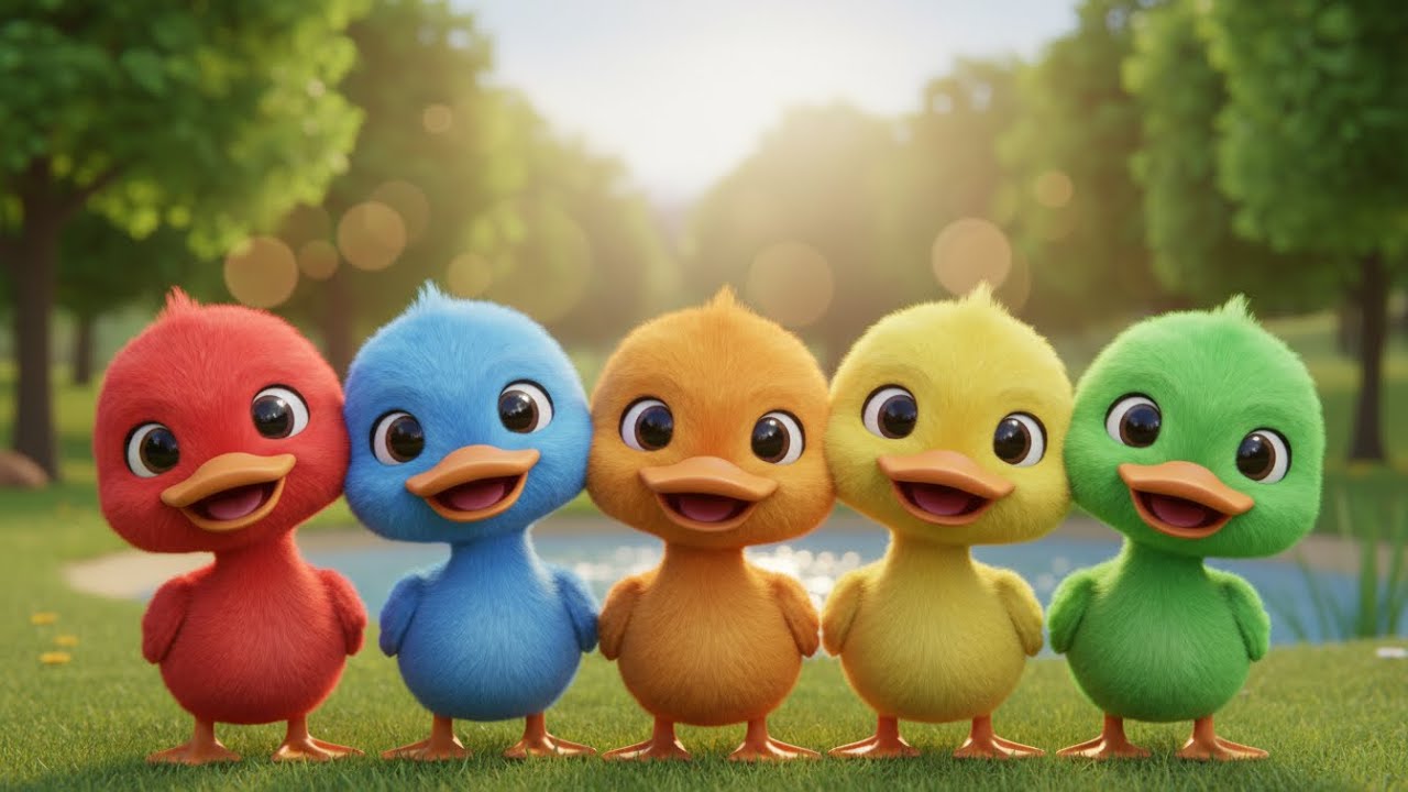 Six Dancing Ducks For Kids | Red Yellow Blue Green Purple Orange | Play ...