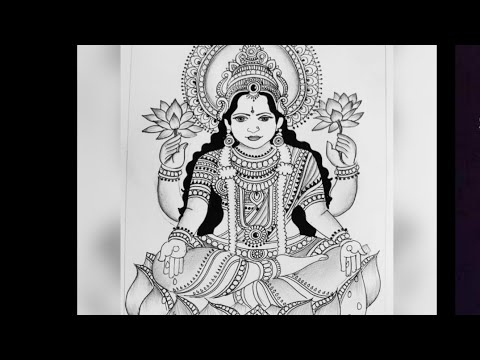 How to draw a simple and beautiful drawing of goddess Lakshmi using ...