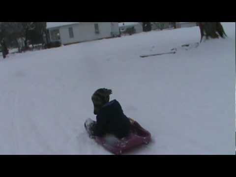 First sled ride - YouTube