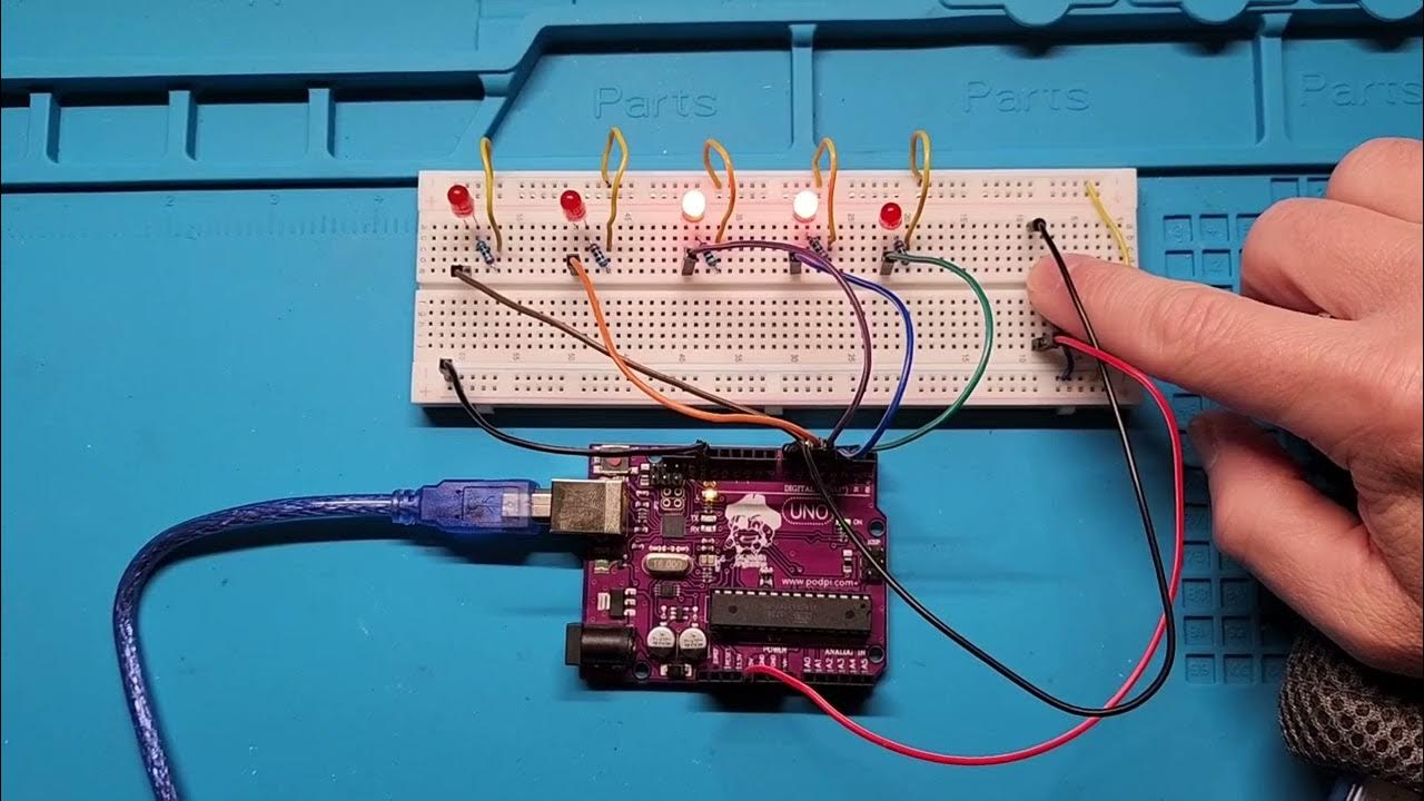 LED binary counter with button input - YouTube