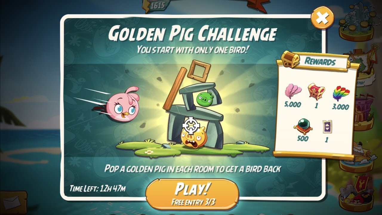 Angry Birds 2 Golden Pig Challenge (Stella) - YouTube
