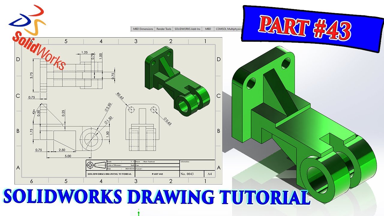 Part 43 || SOLIDWORKS DRAWING TUTORIAL #43 - YouTube