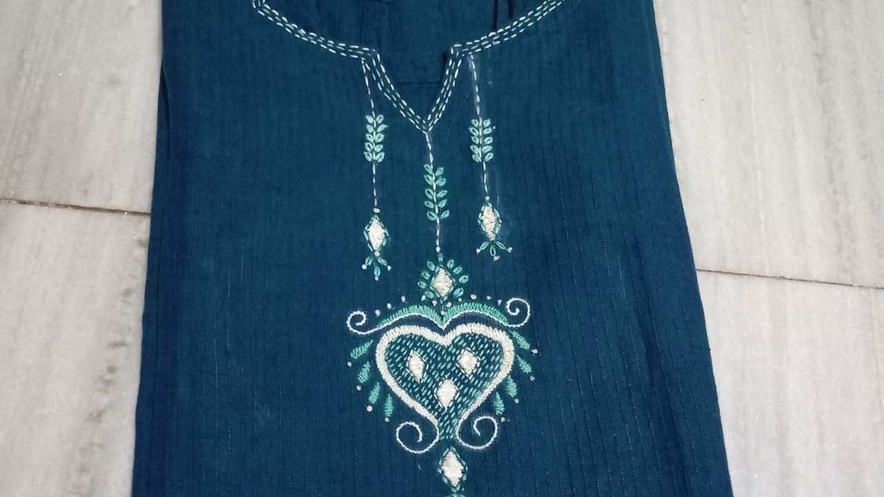 Easy and simple design on chudithar tops. Hand embroidery for beginners ...