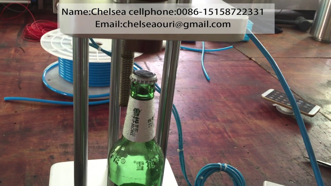 pneumatic capping beer bottle capping machine - YouTube