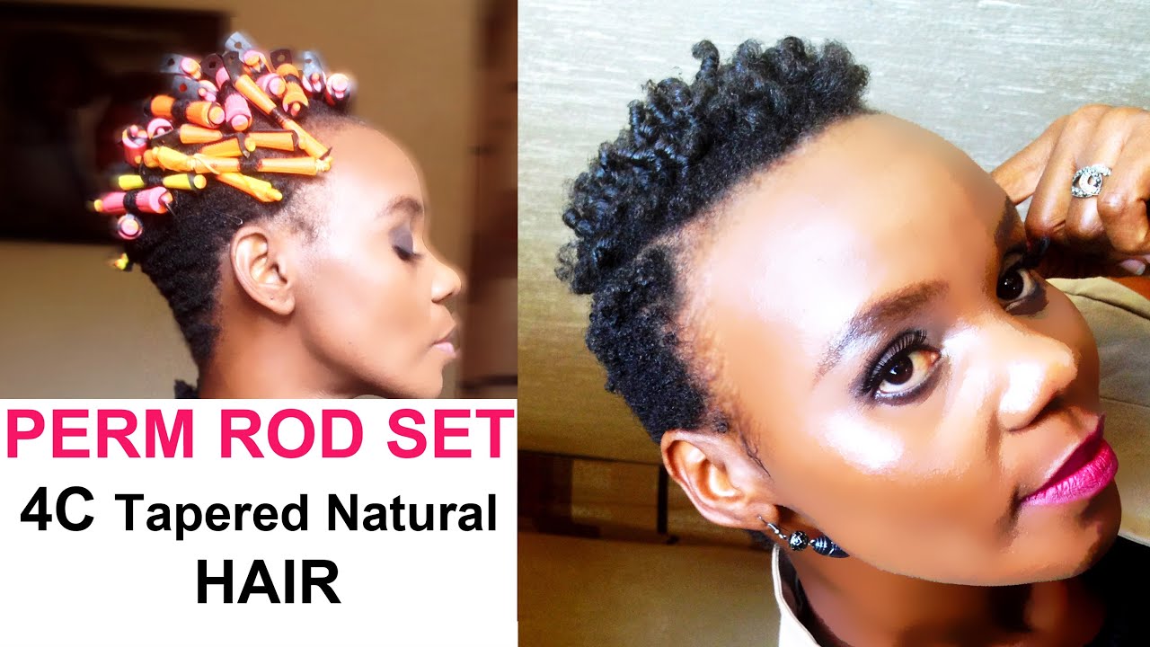 DIY- Quick PERM ROD Hairstyle on tapered Dry 4C Natural Hair - YouTube