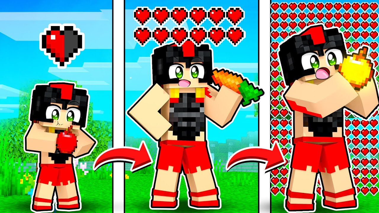 Paso Minecraft PERO LOS CORAZONES se MULTIPLICAN al COMER! 🍉😂 Invictor ...